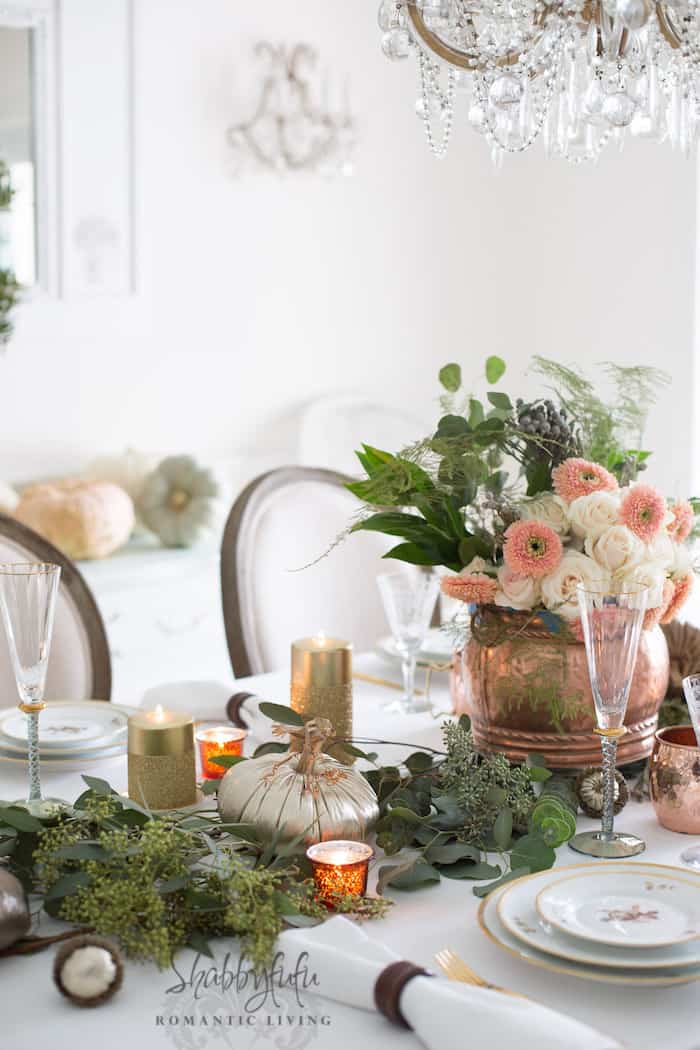 Metallics In Fall Table Settings - Copper And Gold - shabbyfufu.com